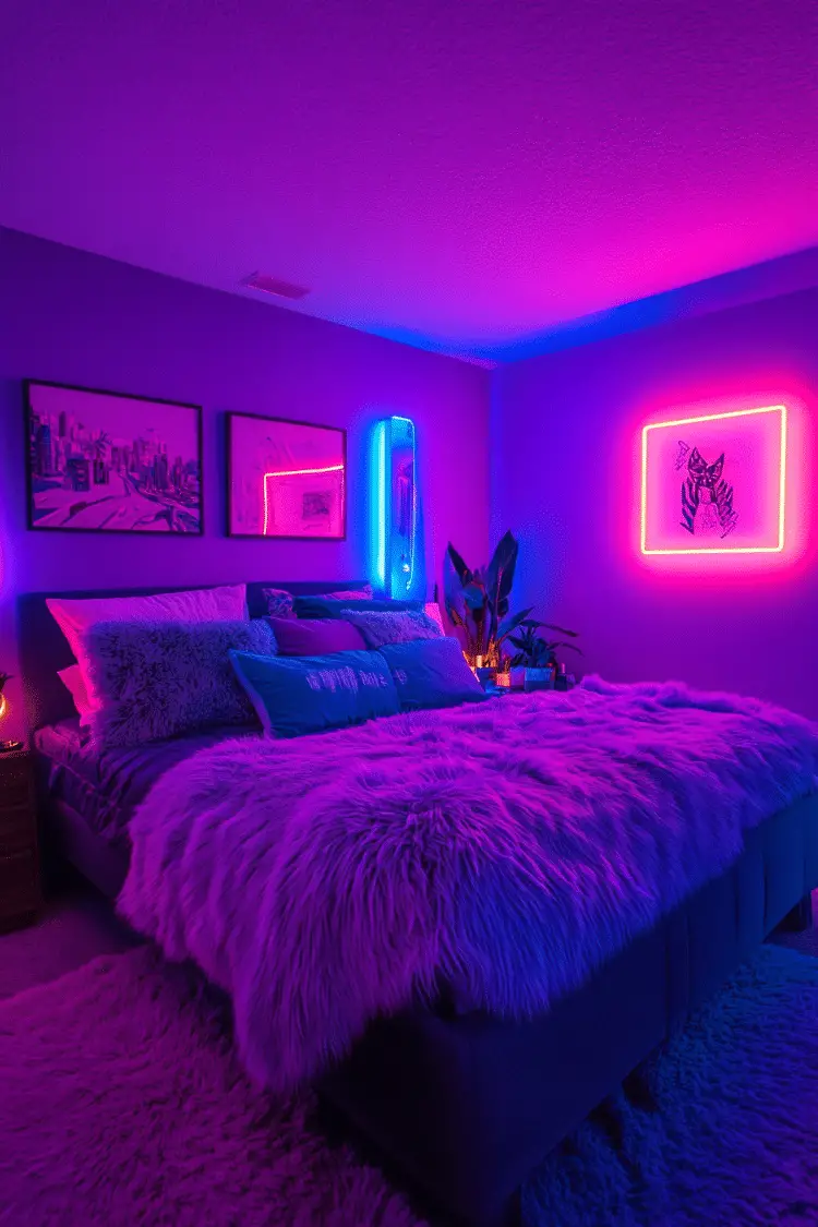 27 Neon Bedroom Ideas for a Cool and Luminous Design - My Home And Kitchen