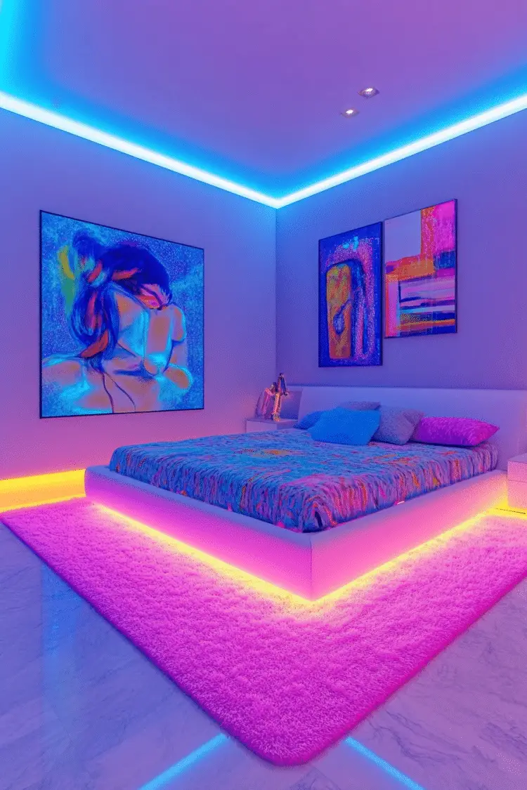 27 Neon Bedroom Ideas for a Cool and Luminous Design - My Home And Kitchen